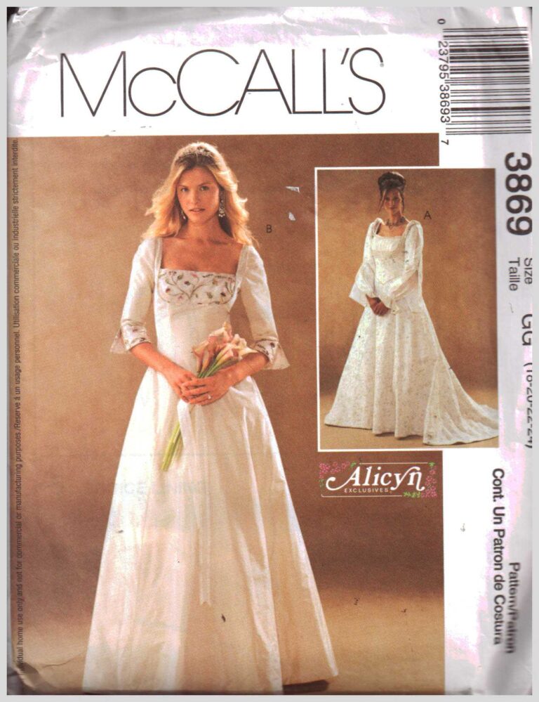 McCall's 3869 Wedding Dress Size: GG 18-20-22-24 or BB 8-10-12-14 Uncut ...