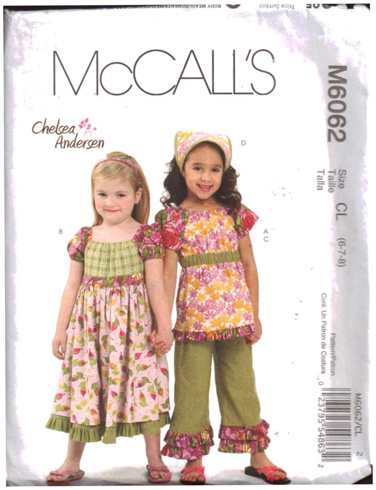 McCall's M6062 Girls Top, Dress, Capri Pants and Kerchief Size: CDD (2 ...