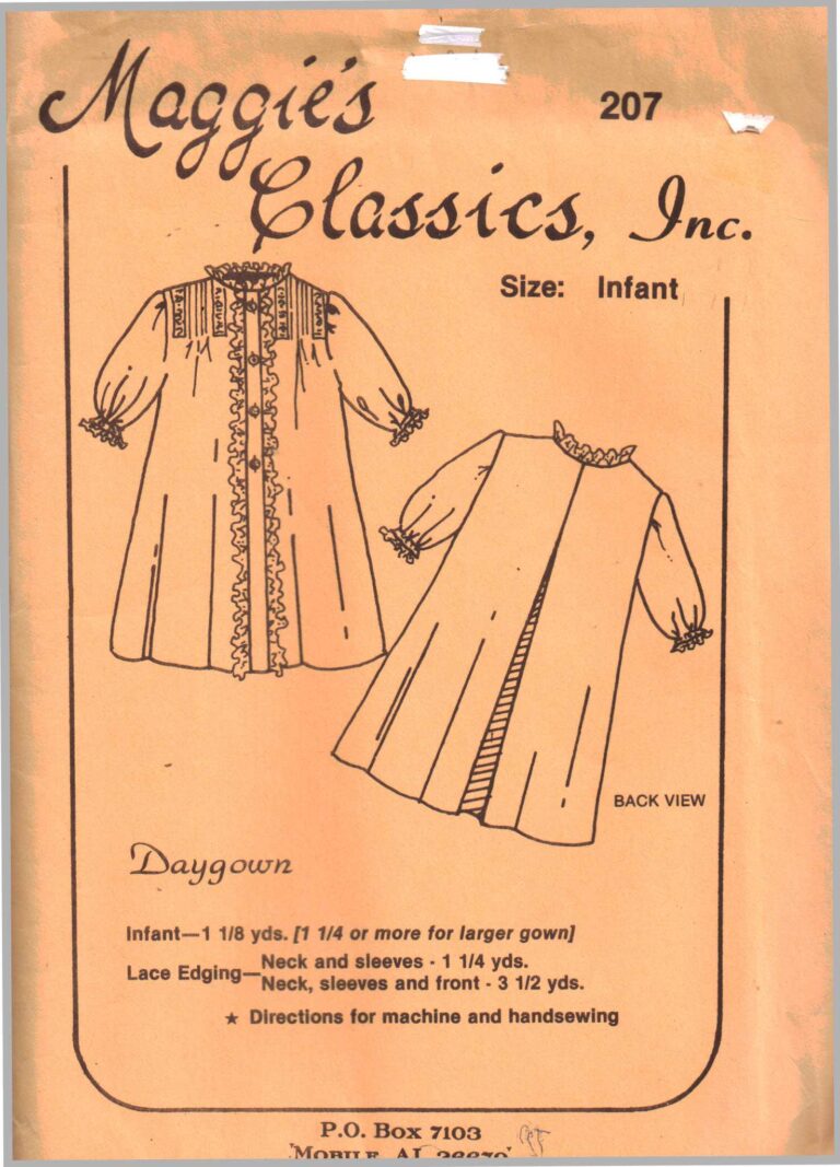 Maggie's Classics 207 Daygown Size: Infant Uncut Sewing Pattern
