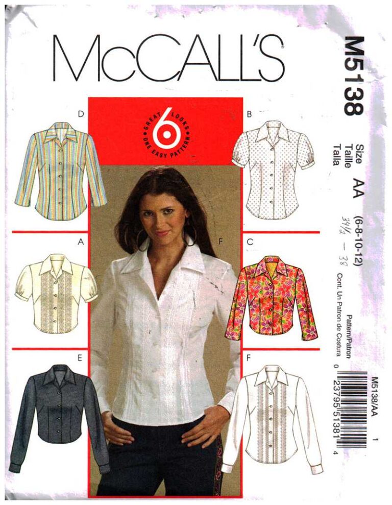 McCall's M5138 Shirts in two lengths Size: EE 14-16-18-20 Uncut Sewing ...