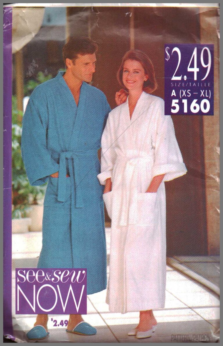 Butterick 5160 Unisex Robe Size: A XS-XL Uncut Sewing Pattern