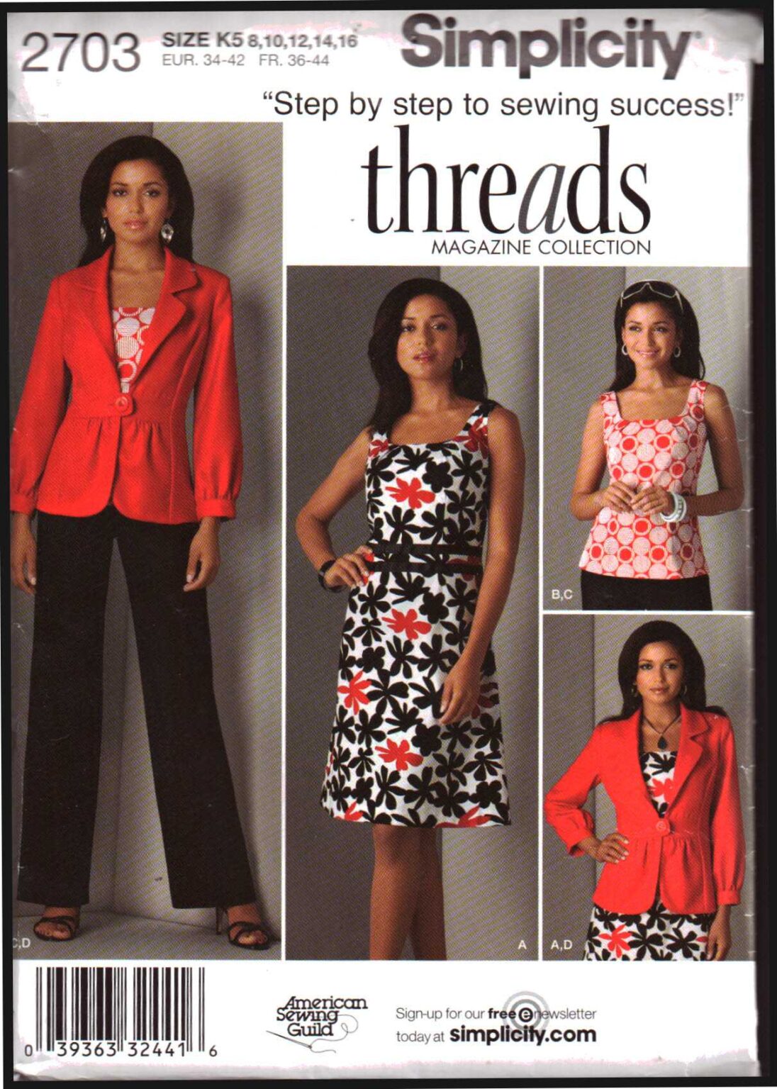 Simplicity 2703 Jacket, Pants, Dress, Top Size: K5 8-10-12-14-16 Uncut ...