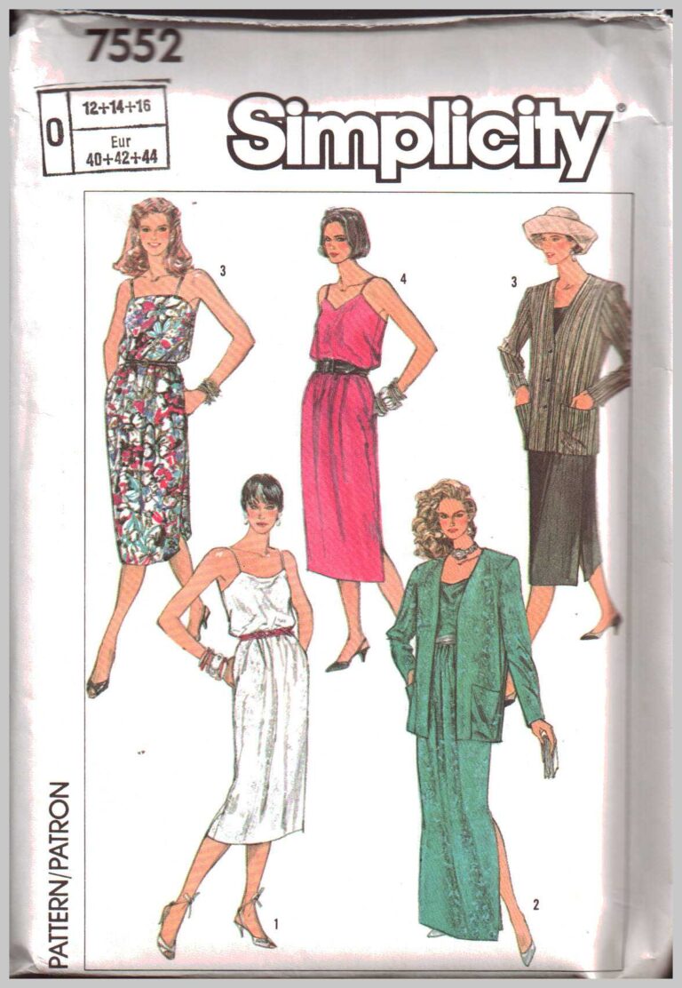 Simplicity 7552 Dress in three lengths, Jacket Size: O 12-14-16 Uncut ...