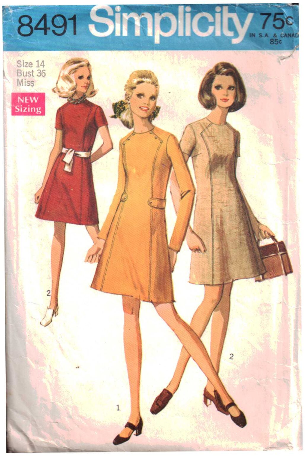 Simplicity 8491 Dress Size: 14 Bust 36 Used Sewing Pattern