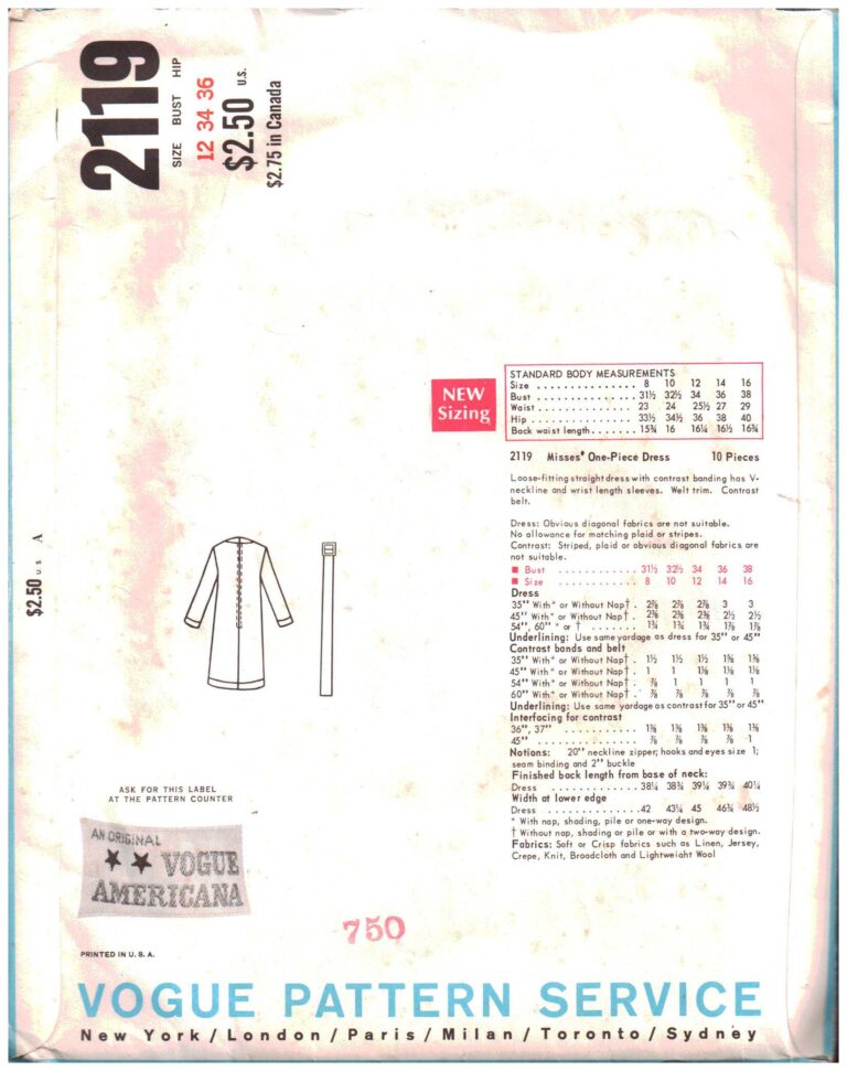 Vogue 2119 Dress by Teal Traina Size: 12 Used Sewing Pattern