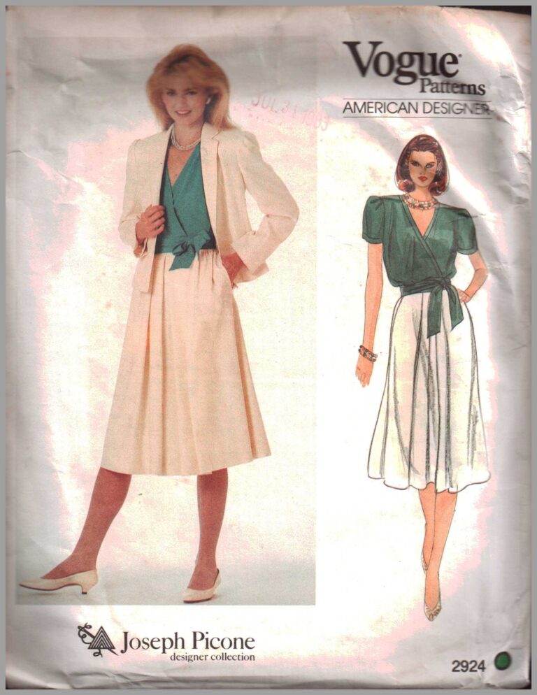Vogue 2924 Jacket, Skirt, Blouse, Belt by Joseph Picone Size: 12 Uncut ...
