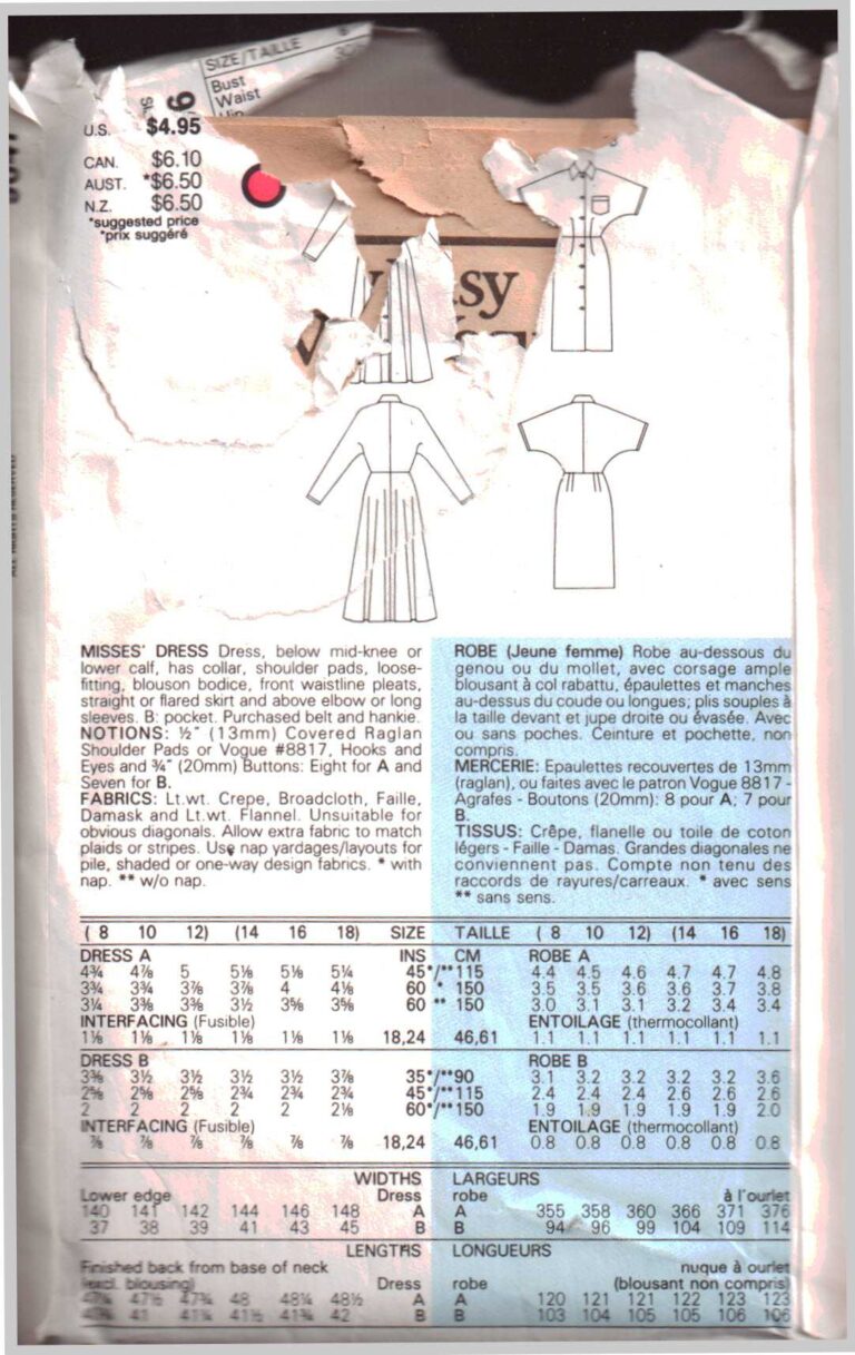 Vogue 9647 Dress Size: 8-10-12 Used Sewing Pattern