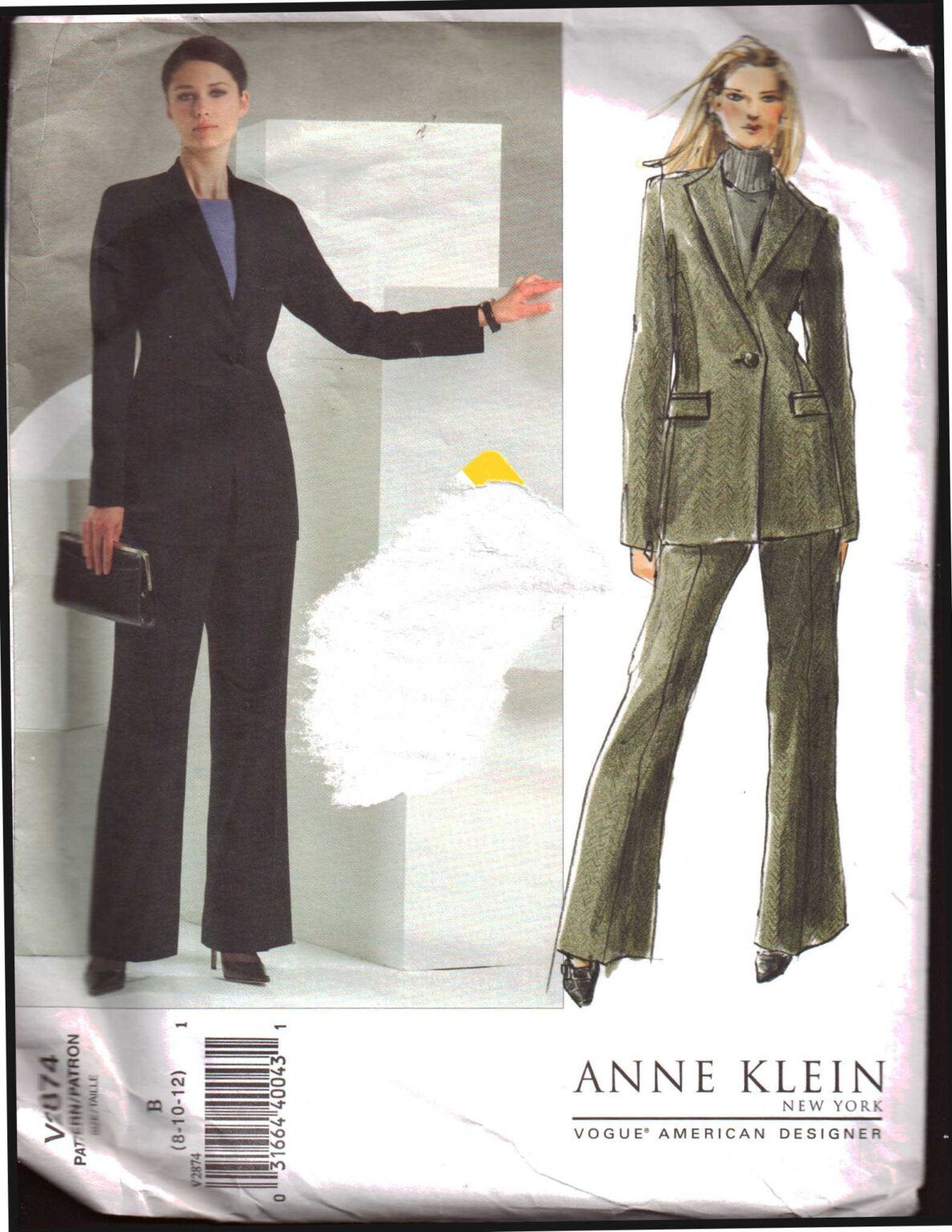 Vogue V2874 Jacket, Pants by Anne Klein Size: B 8-10-12 Uncut Sewing ...