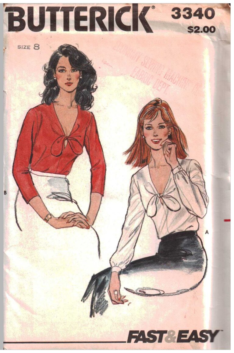 Butterick 3340 Blouse Size: 8 or 12 Uncut Sewing Pattern