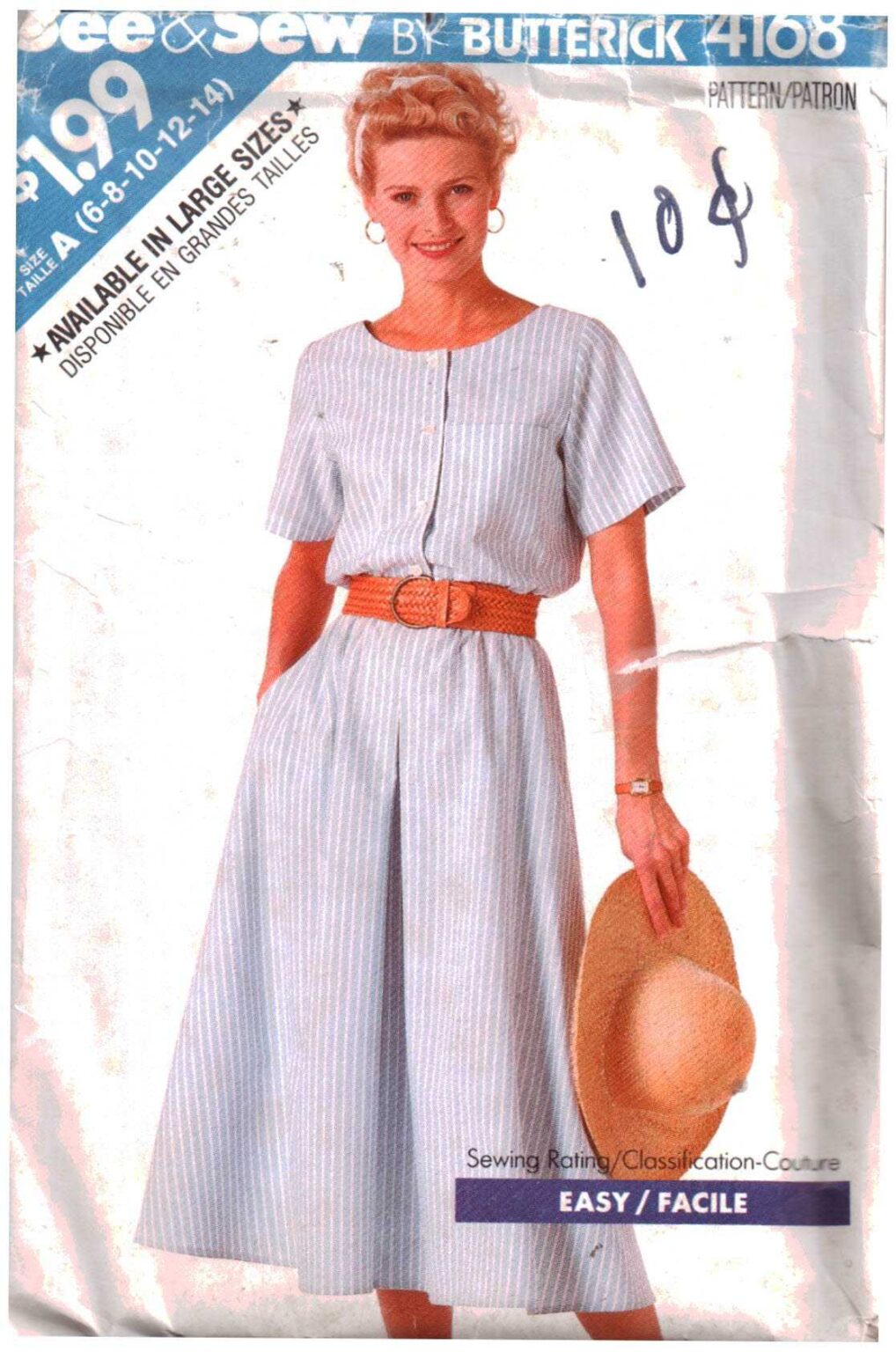 Butterick 4168 Dress Size: A 6-8-10-12-14 Uncut Sewing Pattern