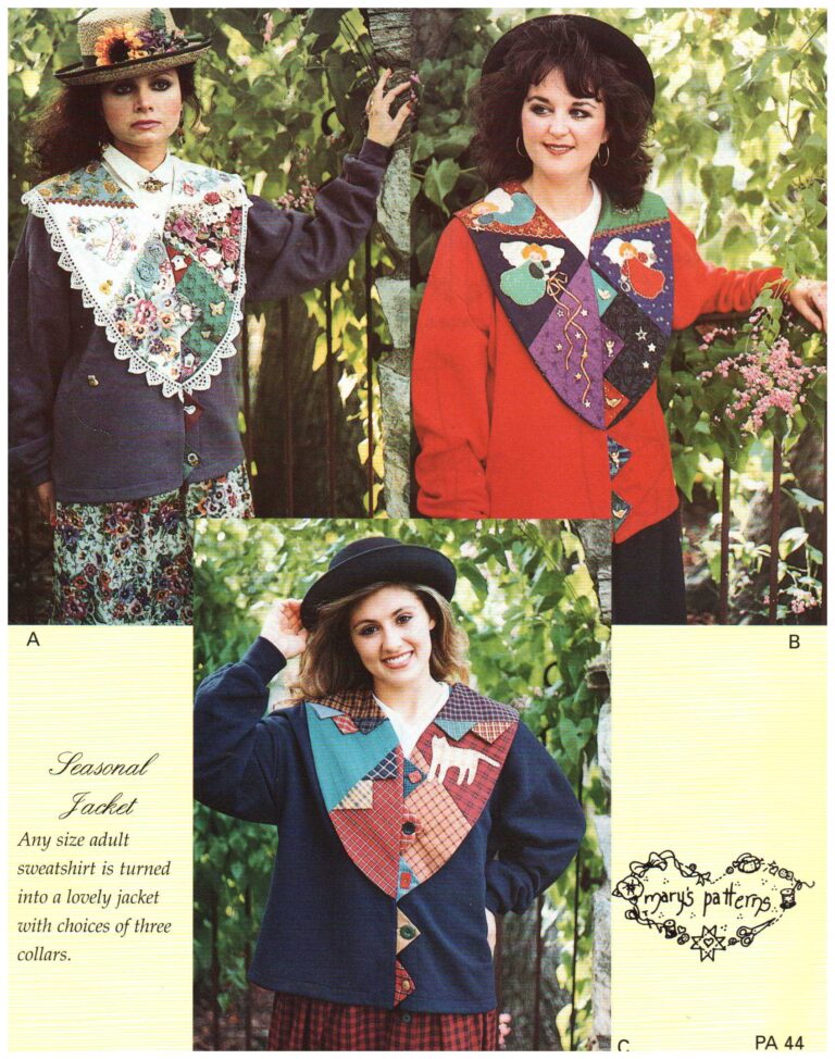 Mary's Patterns Seasonal Jacket Collars onto Sweatshirt Sewing Pattern