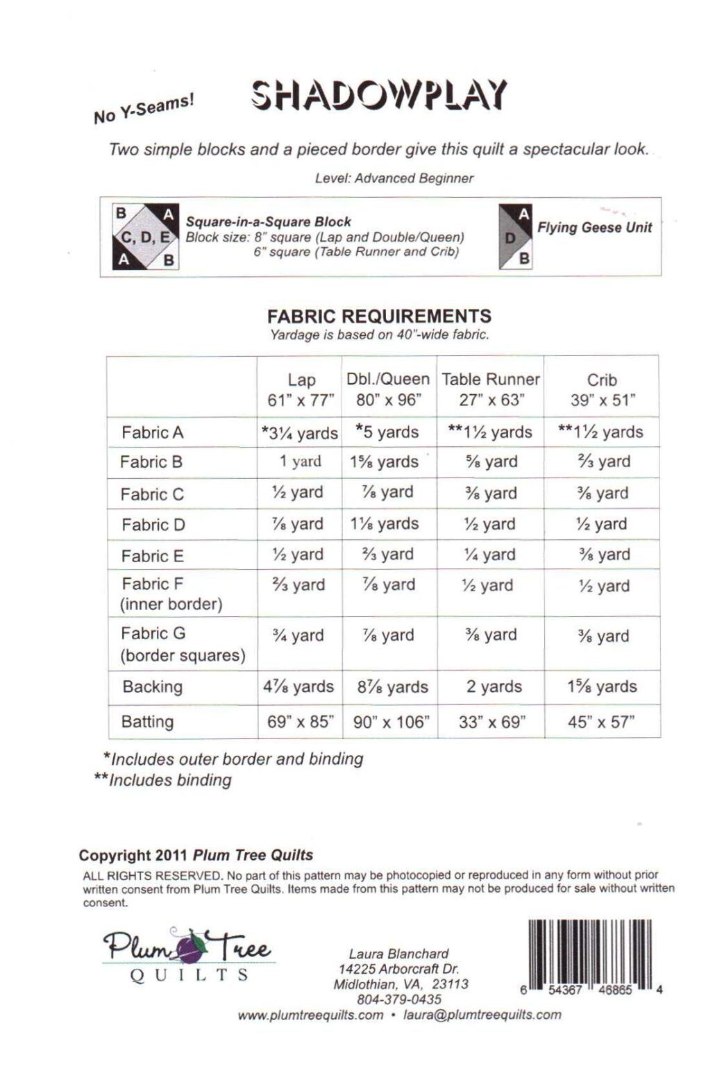 Plum Tree Quilt - Shadowplay Size: Lap 61x77" Queen 80x96" Table Runner ...