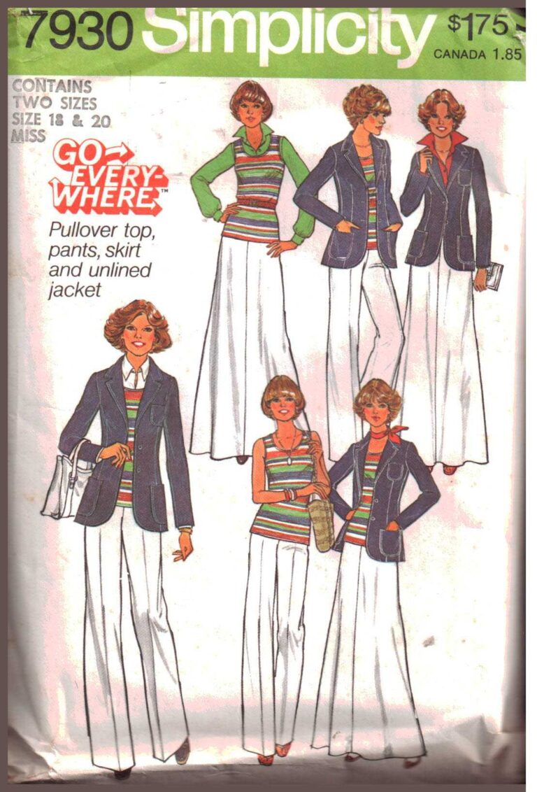 Simplicity 7930 Pants, Skirt, Top, Jacket Size: 16 Used Sewing Pattern