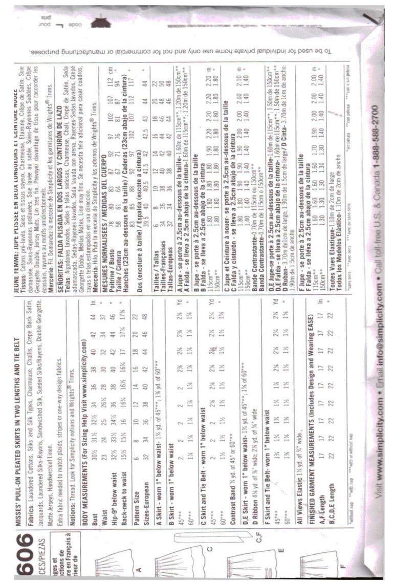 Simplicity 2606 Skirts in two lengths Size: H5 6-8-10-12-14 Sewing Pattern