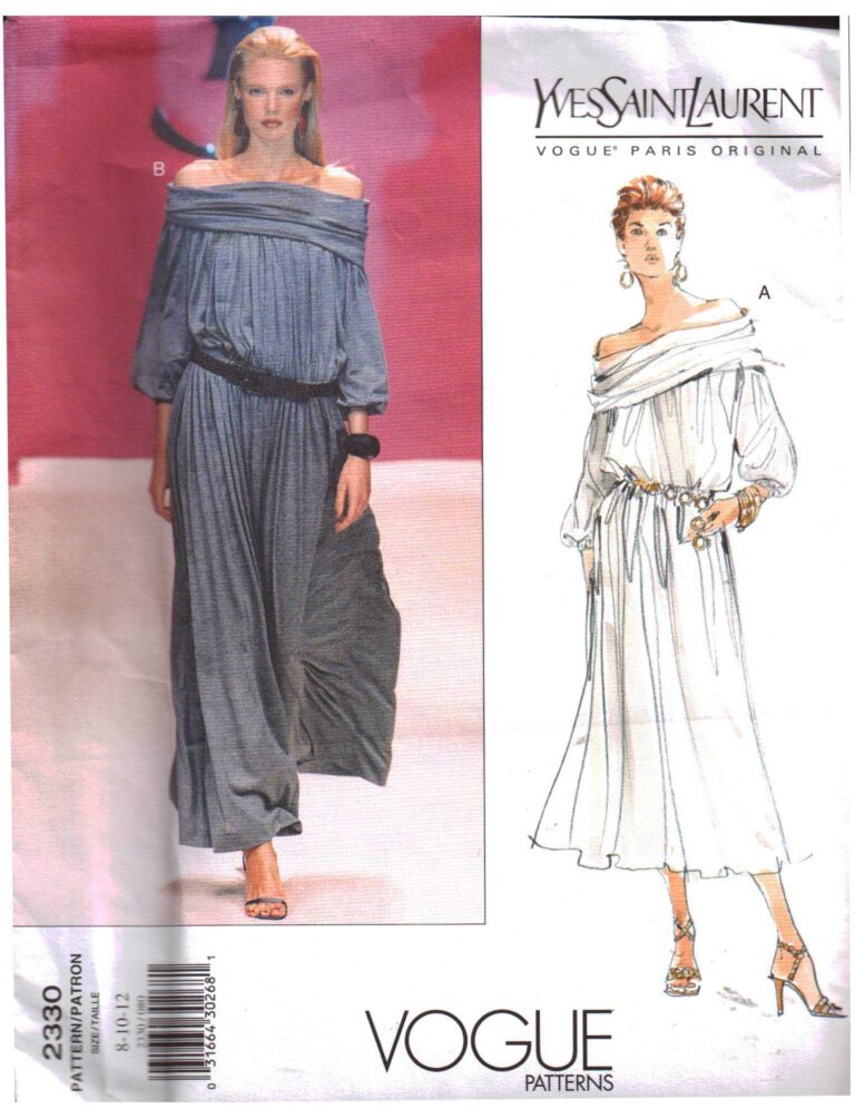 Vogue 2330 Dress by Yves Saint Laurent Size: 8-10-12 Uncut Sewing Pattern