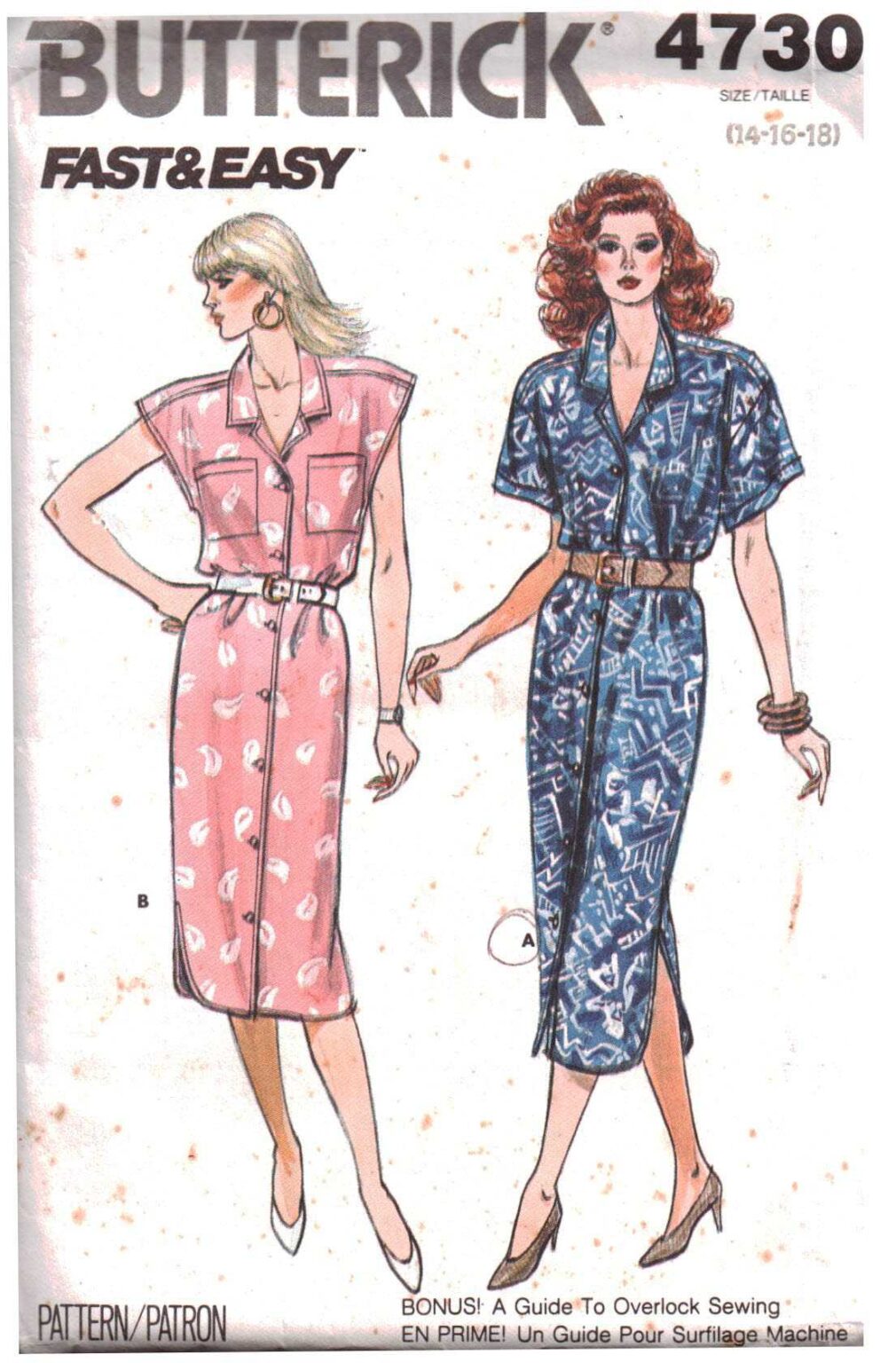 Butterick 4730 Dress Size: 14-16-18 Uncut Sewing Pattern