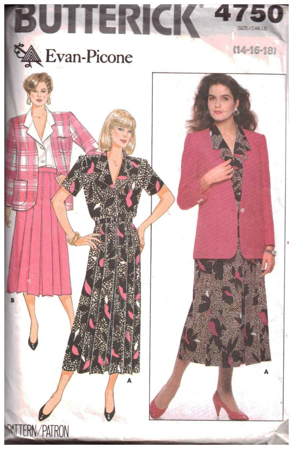 Butterick 4750 Jacket, Blouse, Skirt Size: 14-16-18 Uncut Sewing Pattern