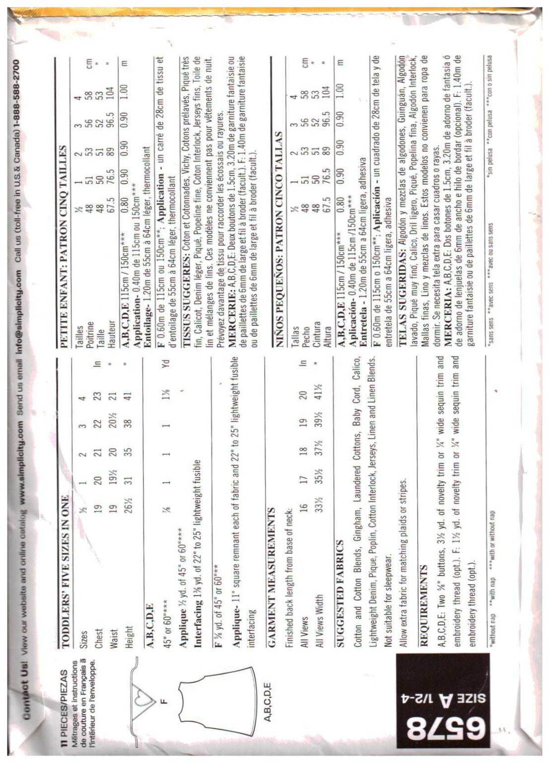 New Look 6578 Girls Dress Size: A 0.5-4 Uncut Sewing Pattern