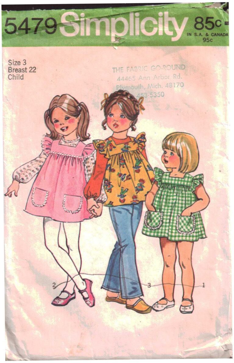 Simplicity 5479 Girls Smock-dress, Top, Blouse Size: 3 Breast 22 Used ...