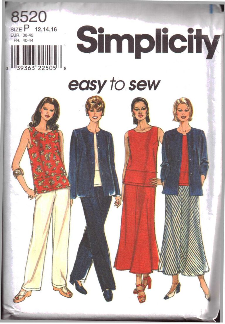 Simplicity 8520 Suit - Top, Jacket, Skirt, Pants Size: P 12-14-16 Uncut ...