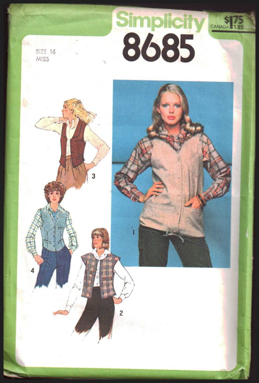 Simplicity 8685 Vests Size: 16 Uncut Sewing Pattern