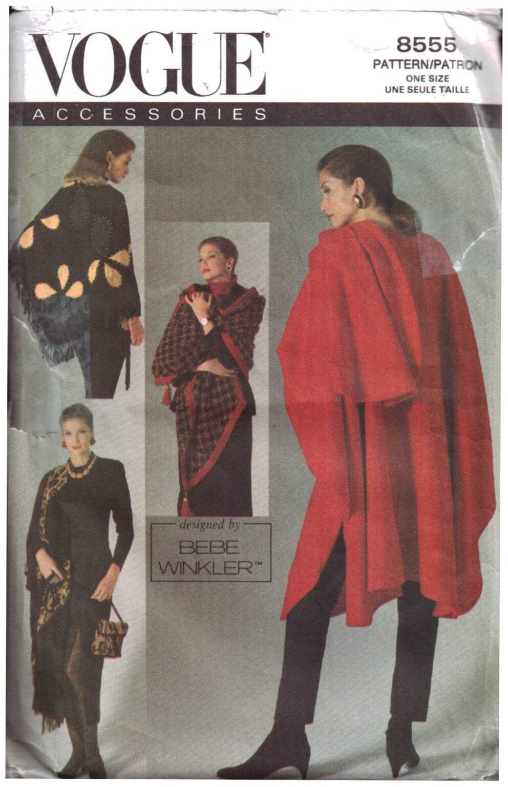 Vogue 8555 Cape, Shawl, Pouch Size: One Used Sewing Pattern