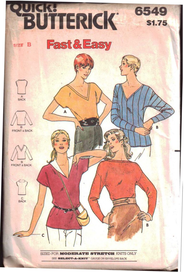 Butterick 6549 Tops Size: B 8/10-12/14-16/18 Uncut Sewing Pattern