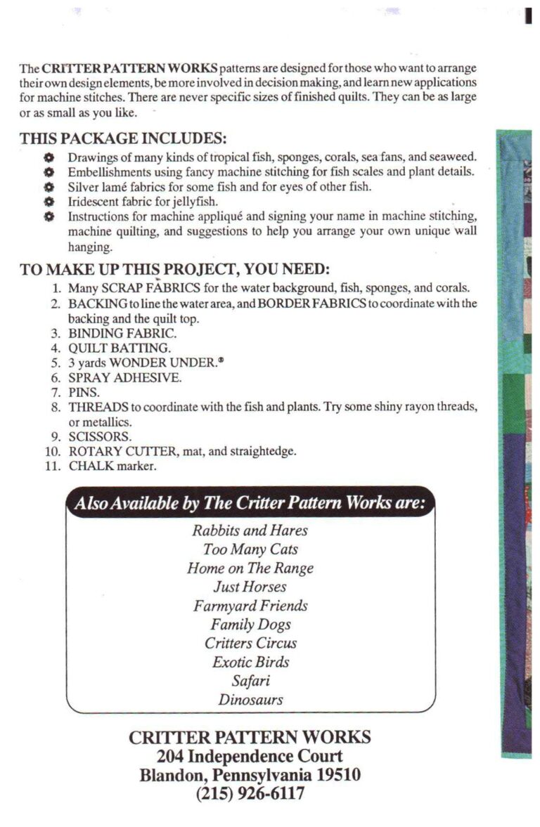 Critter Pattern Works 9004 Tropical Fish Machine Applique Size: One Uncut