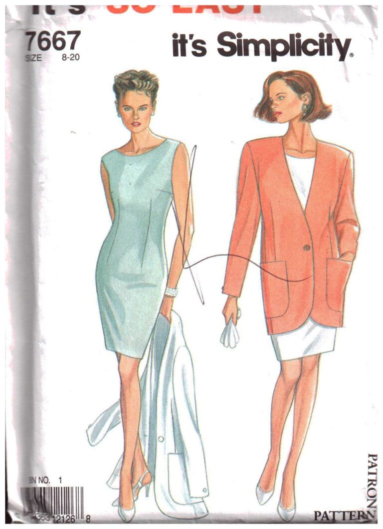 Simplicity 7667 Dress, Jacket Size: 8-20 Used Sewing Pattern