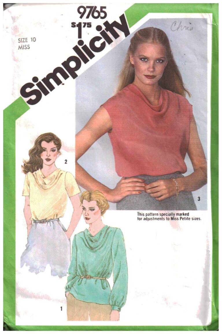 Simplicity 9765 Blouse with bias front Size: 10 Used Sewing Pattern