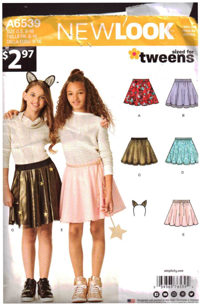 New Look A6539 Girl's Skirts Size: 8-16 Used Sewing Pattern
