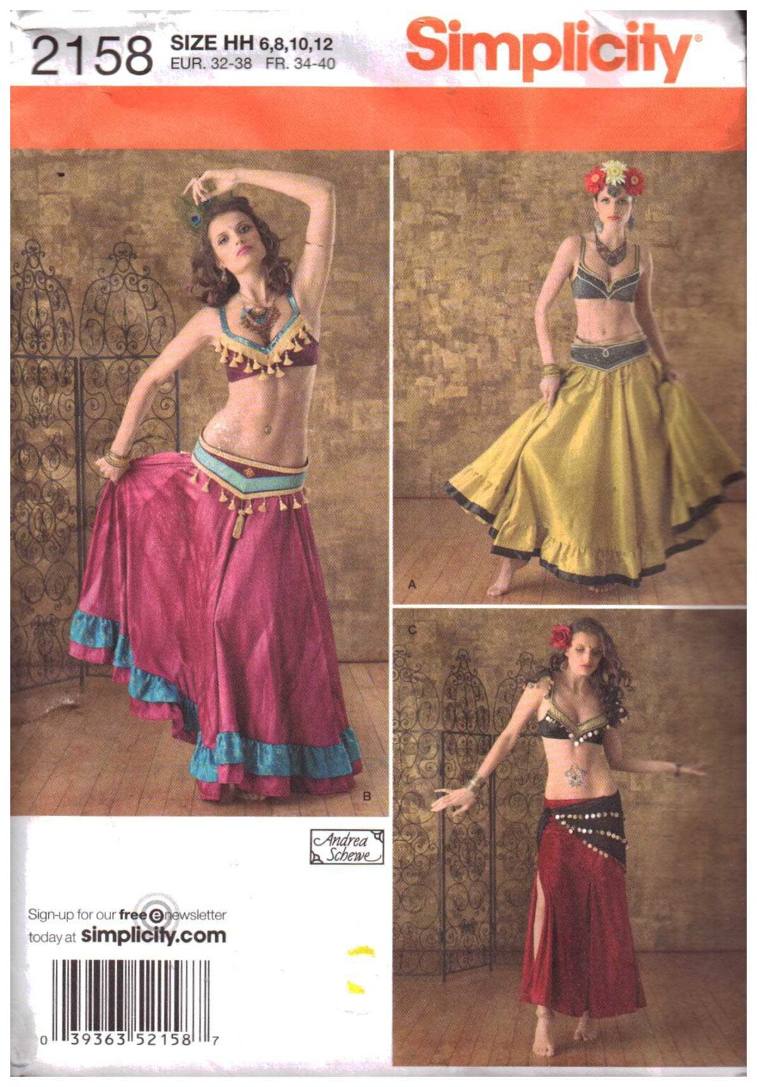Simplicity 2158 Misses' Costume Belly Dancer, Bollywood Size: HH 6-8-10 ...