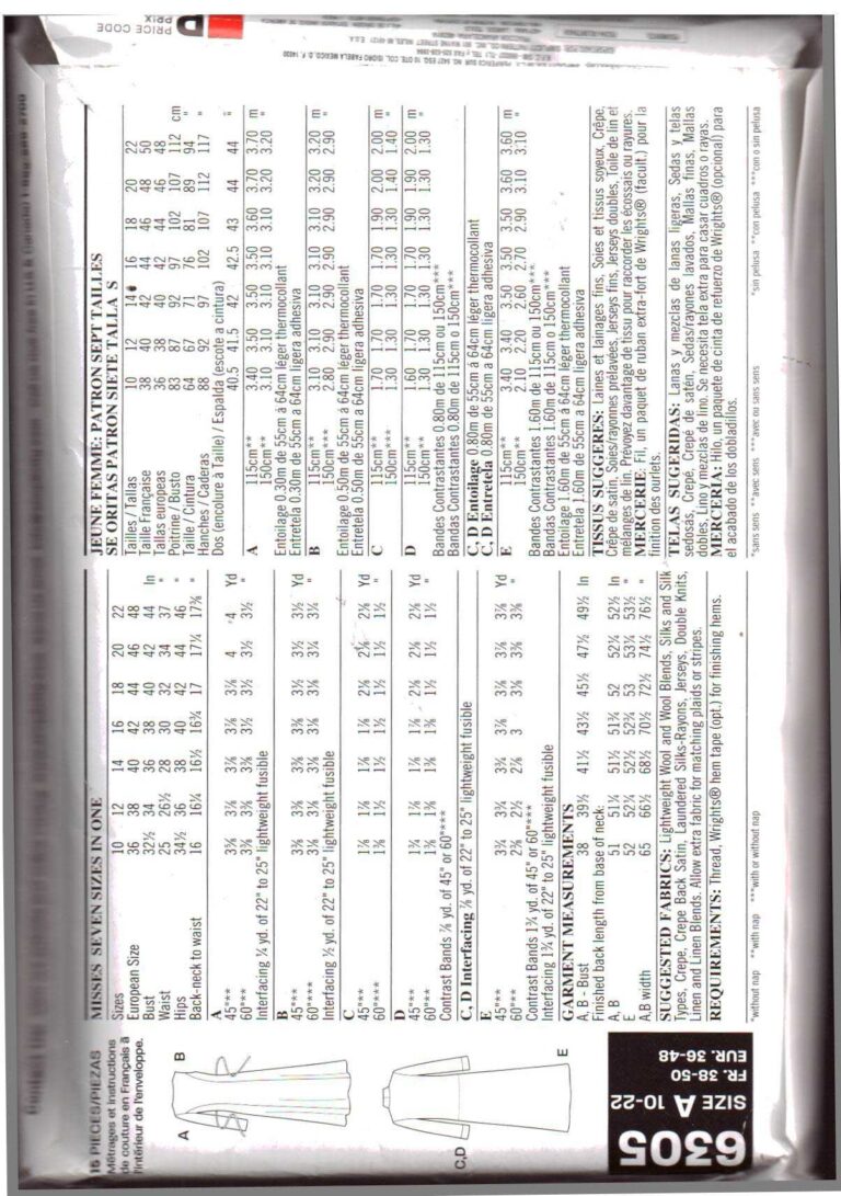 New Look 6305 Dress, Jacket Size: A 10-22 Uncut