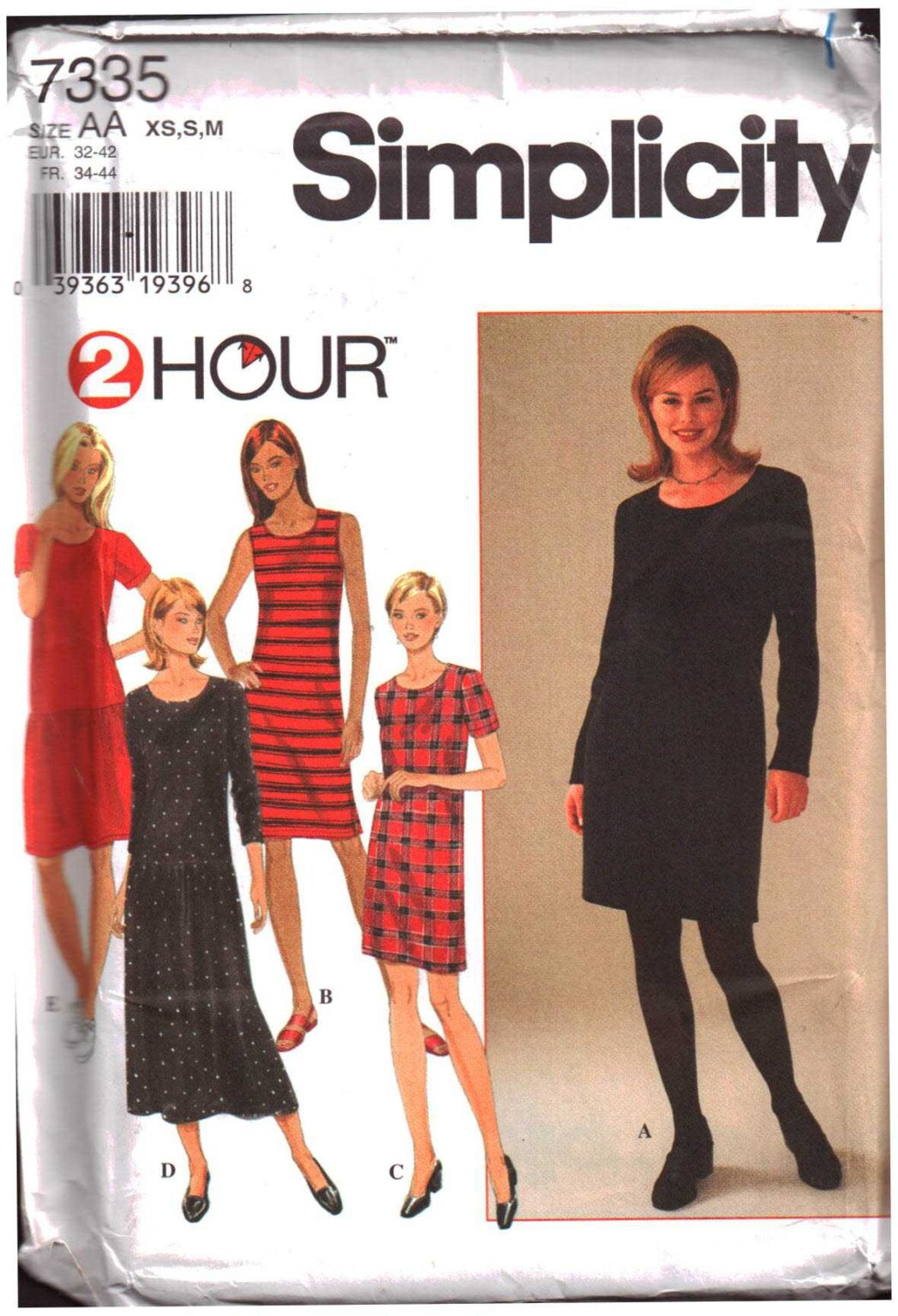 Simplicity 7335 Dress Size: AA XS-S-M Used Sewing Pattern