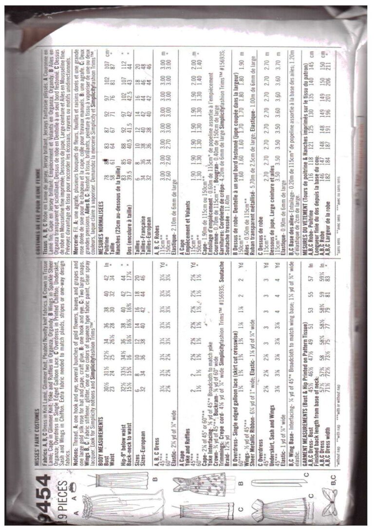 Simplicity 9454 Fairy Dress Costume Size: HH 6-8-10-12 Uncut Sewing Pattern