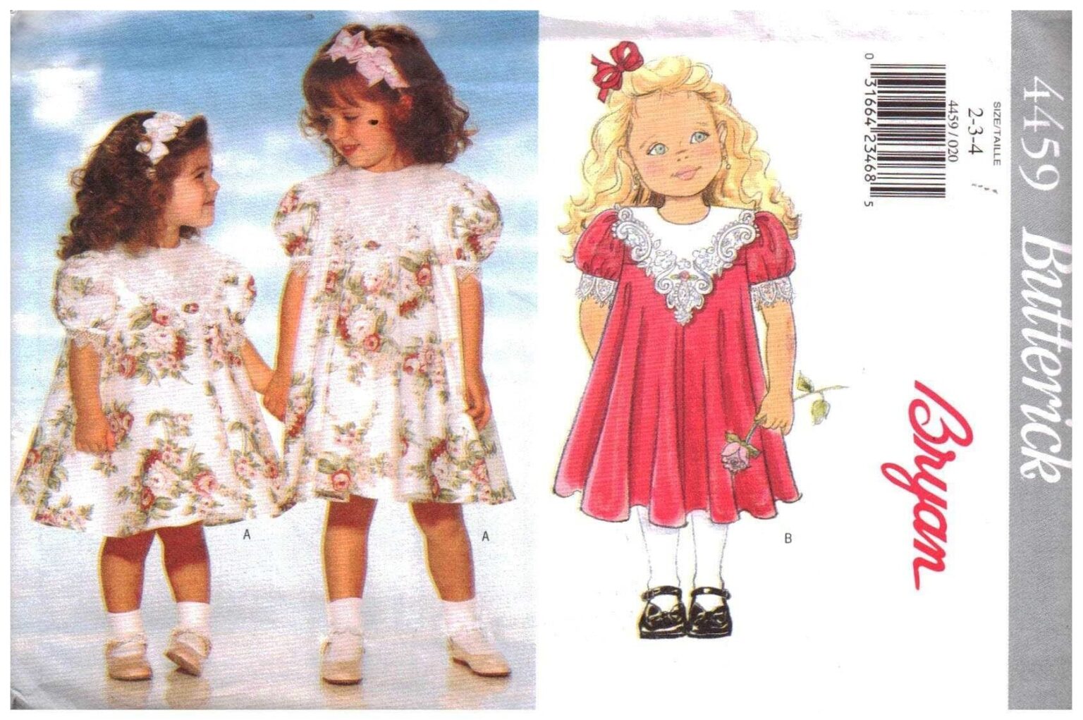 Butterick 4459 Girl's Dress Size: 2-3-4 Uncut Sewing Pattern