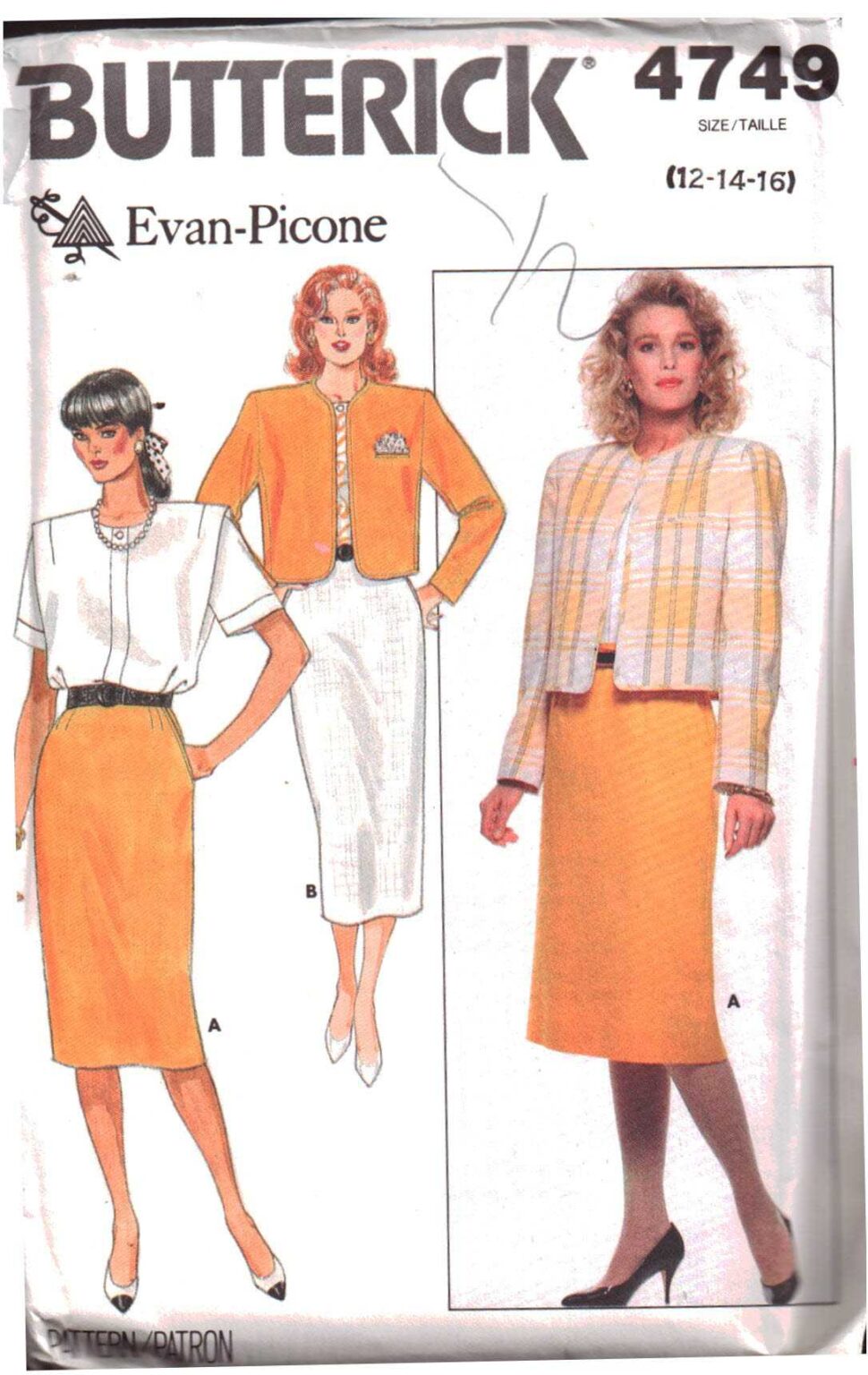 Butterick 4749 Suit - Jacket, Skirt, Blouse Size: 12-14-16 Uncut Sewing ...