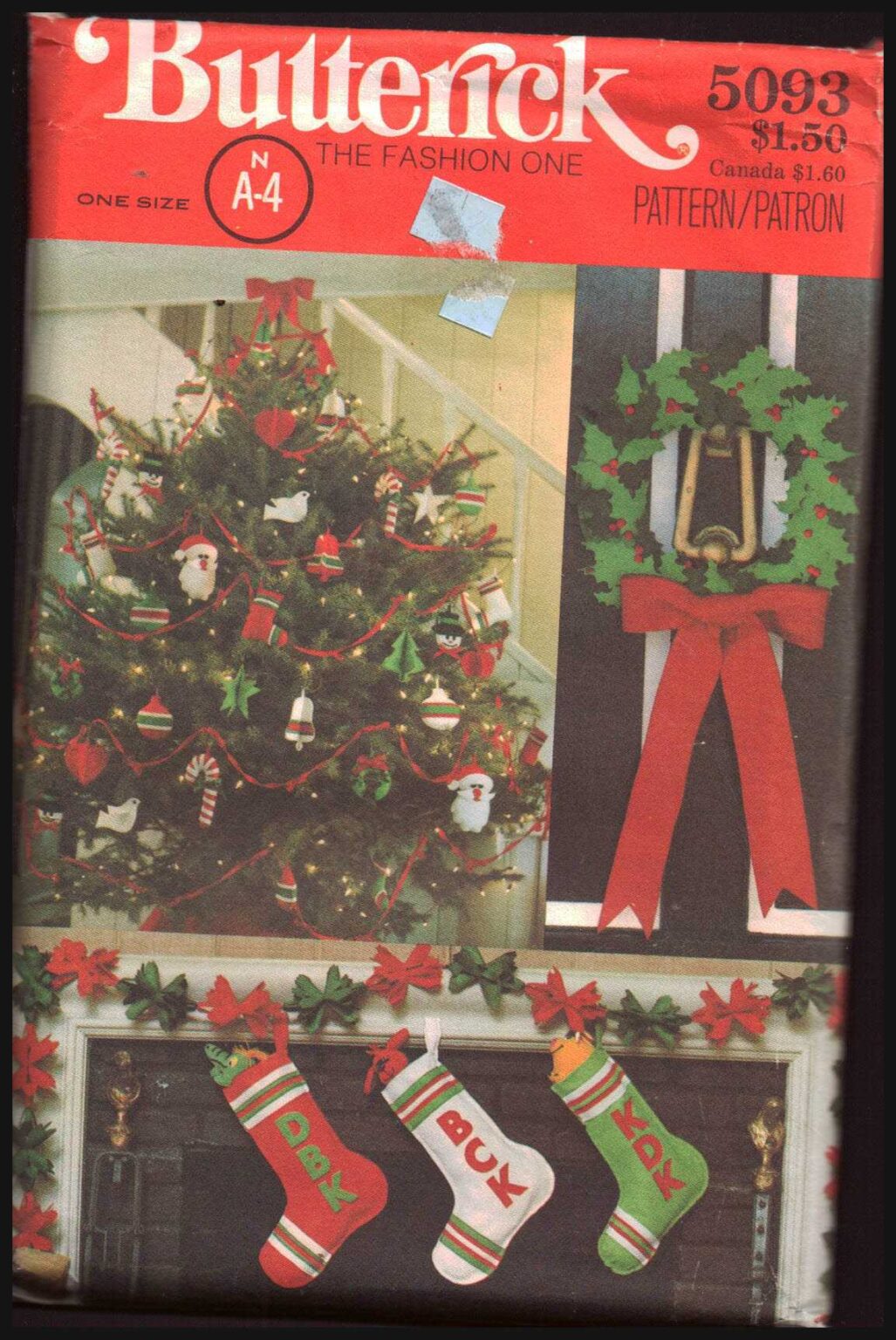 Butterick 5093 Christmas Decor Size: One Uncut Sewing Pattern – Pattern ...