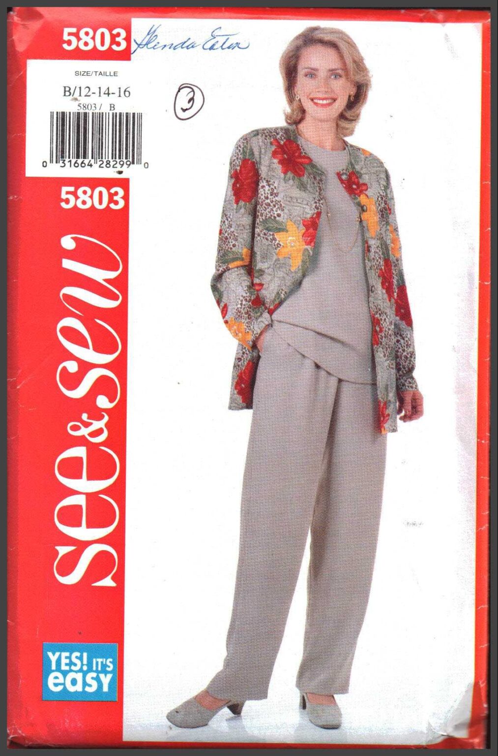 Butterick 5803 Jacket, Top, Pants Size: B 12-14-16 Uncut Sewing Pattern