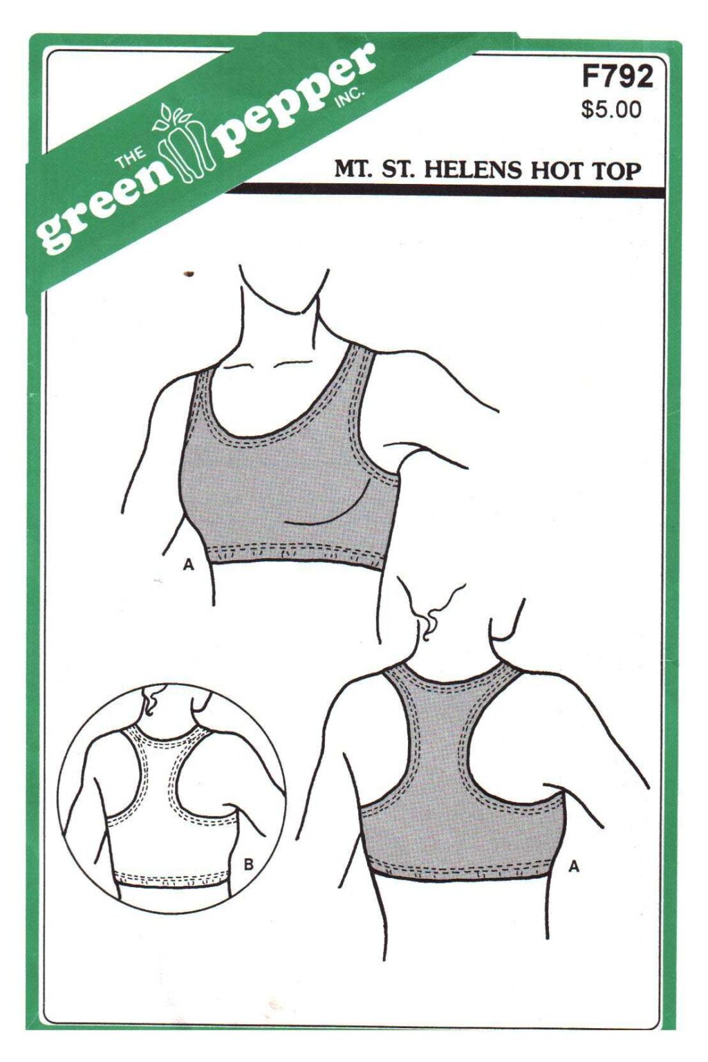 The Green Pepper F792 Mt.St. Helens Hot Top Size: S-M-L Used Sewing Pattern