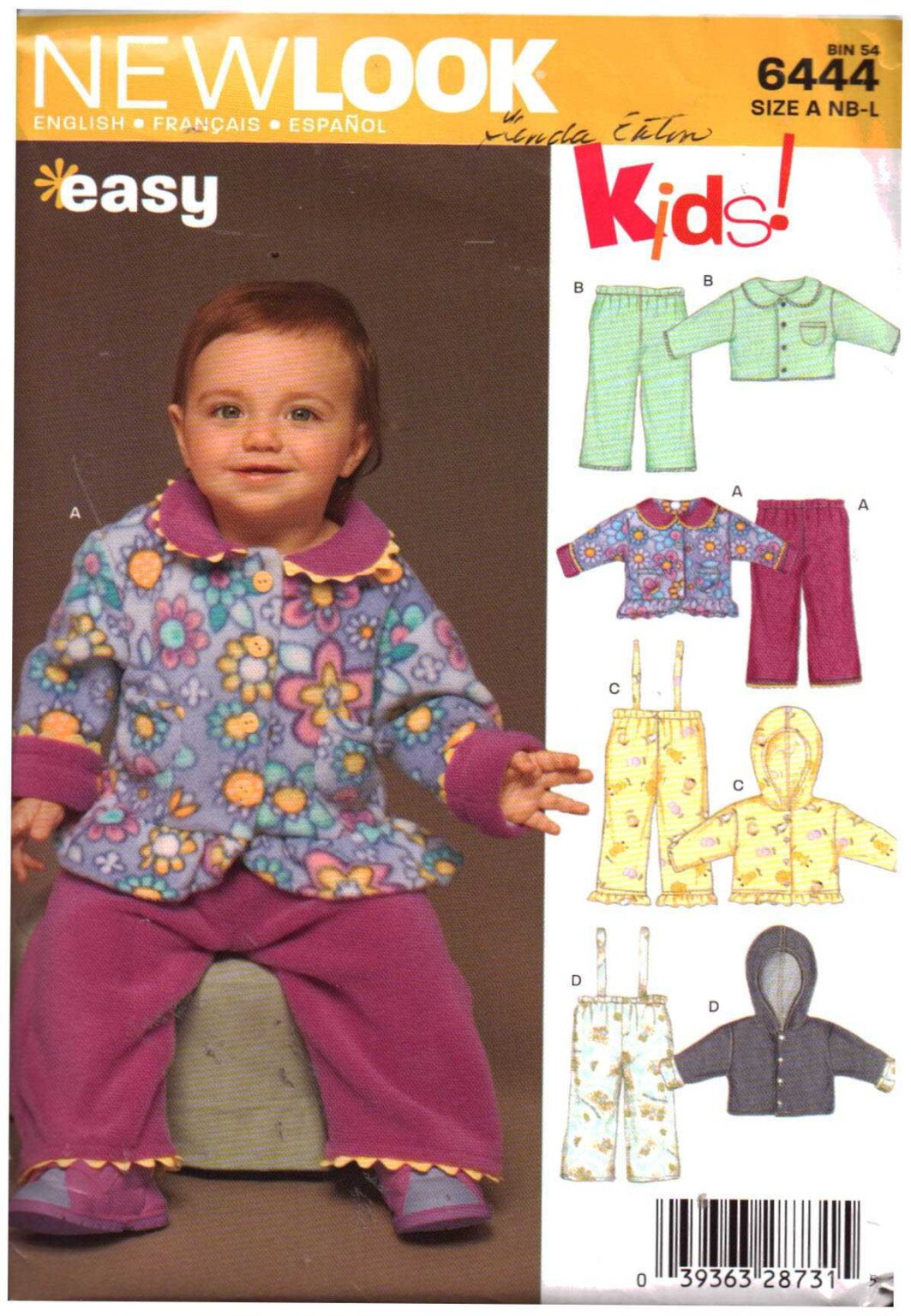 New Look 6444 Babies Pants, Top, Jacket Size: NB-L Uncut Sewing Pattern