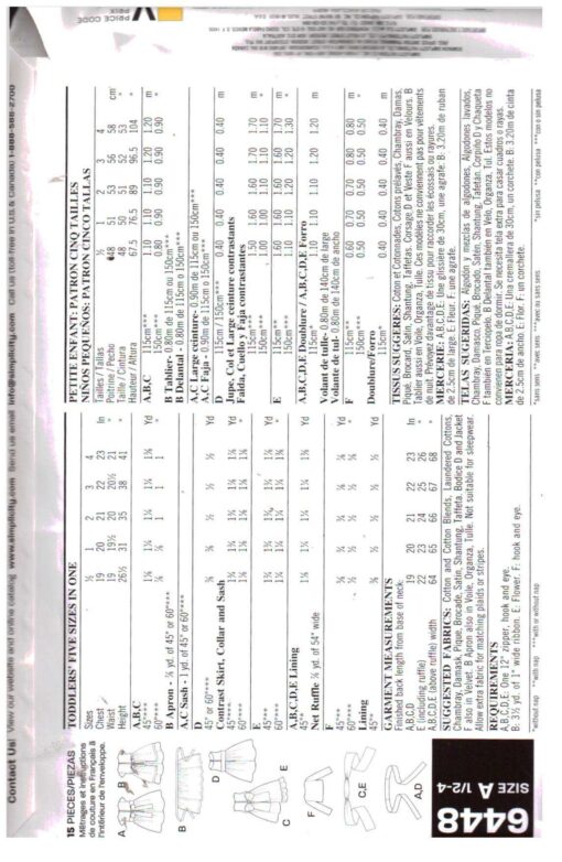 New Look 6448 Girl's Dress Size: A 0.5-4 Uncut Sewing Pattern