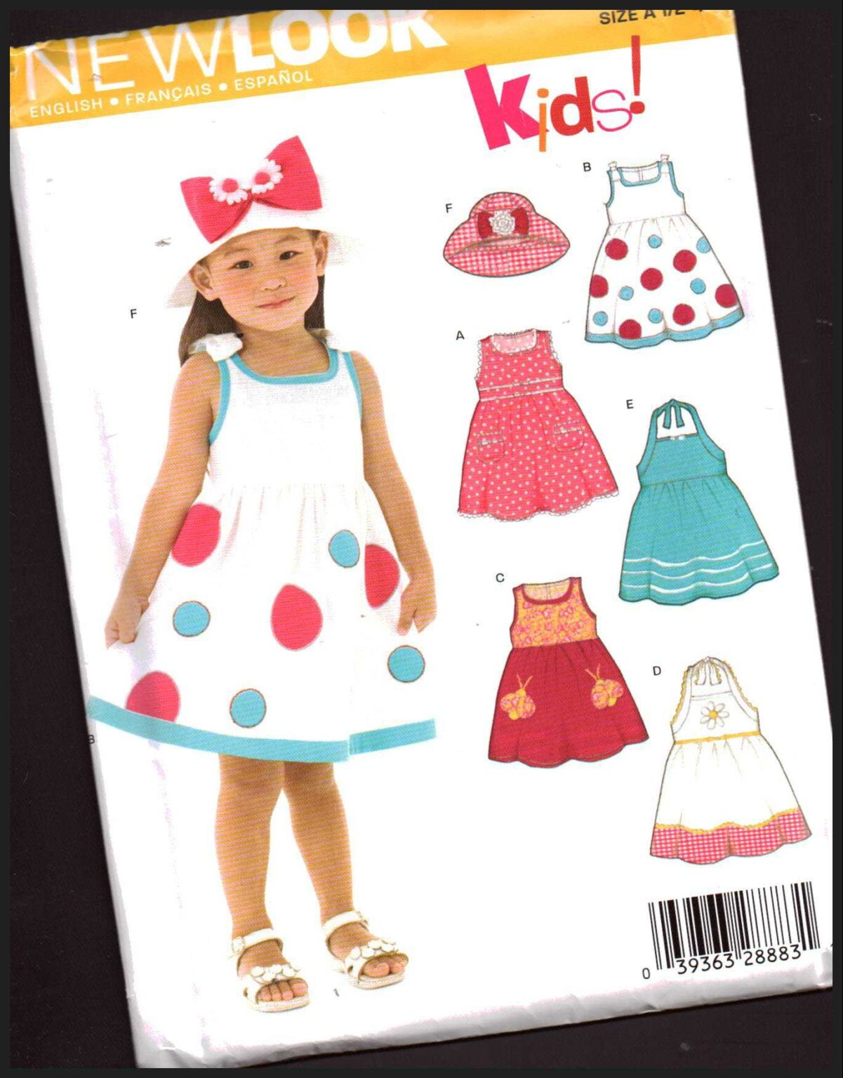 New Look 6474 Girl’s Dresses, Hat Size: A 0.5-4 Uncut Sewing Pattern ...