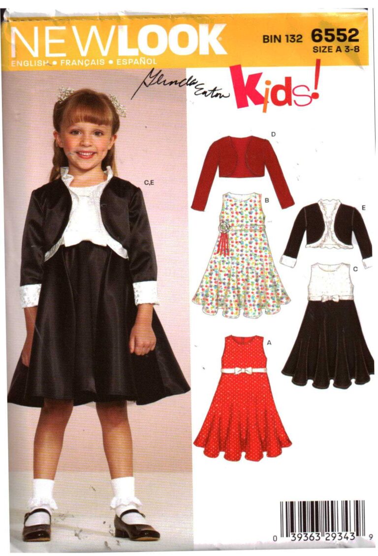 New Look 6552 Girl's Dress, Bolero Size: A 3-8 Sewing Pattern