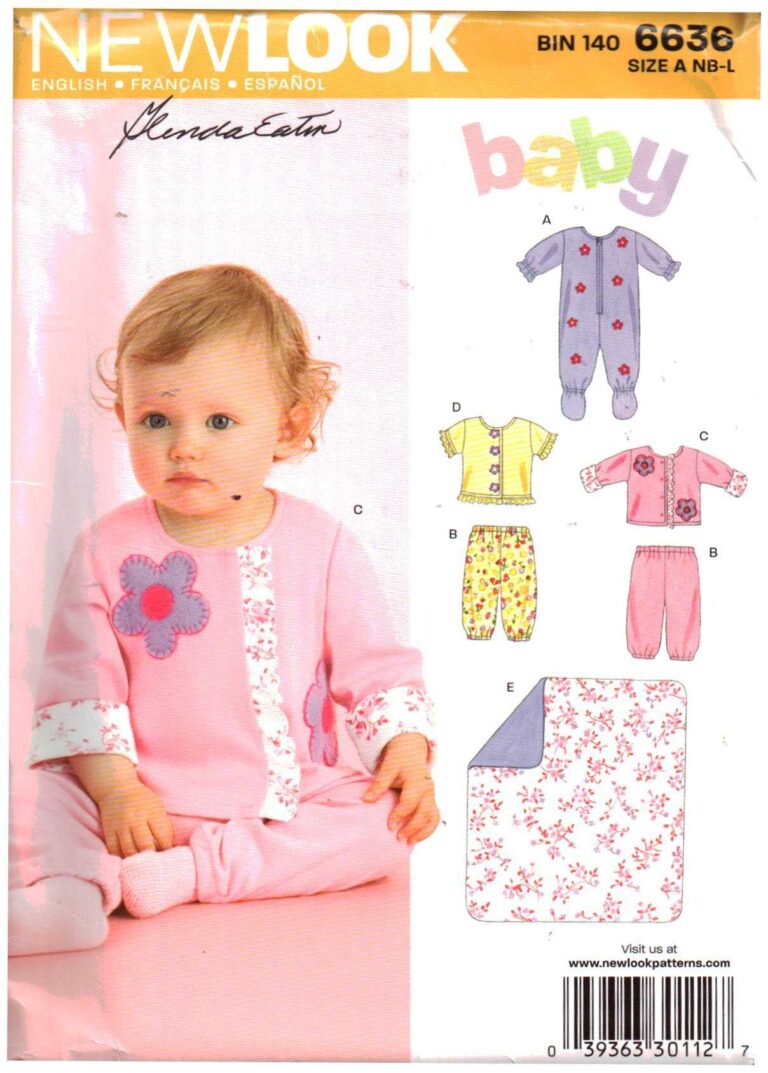 New Look 6636 Babies Pants, Tops, Jumpsuit, Blanket Size: NB - L Uncut ...