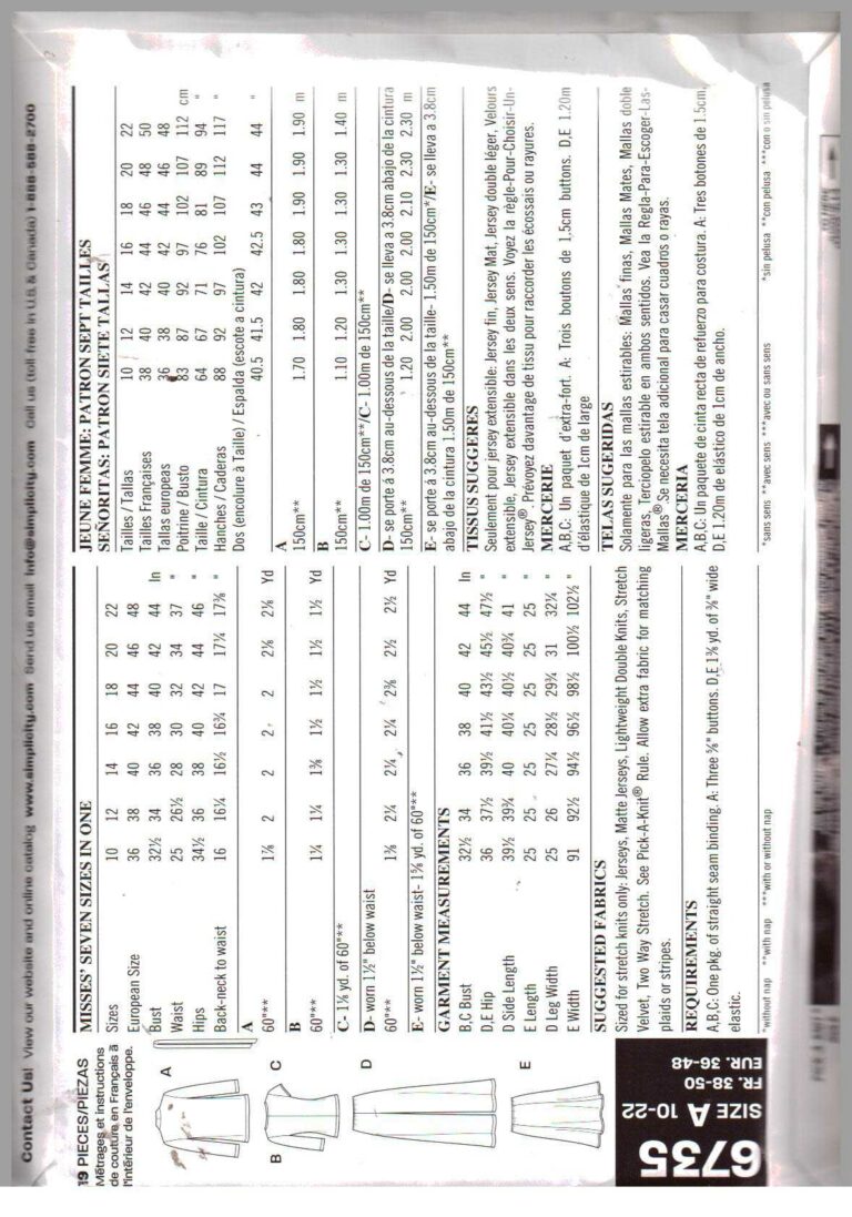 New Look 6735 Pants, Skirt, Top, Jacket Size: A 10-22 Uncut Sewing Pattern