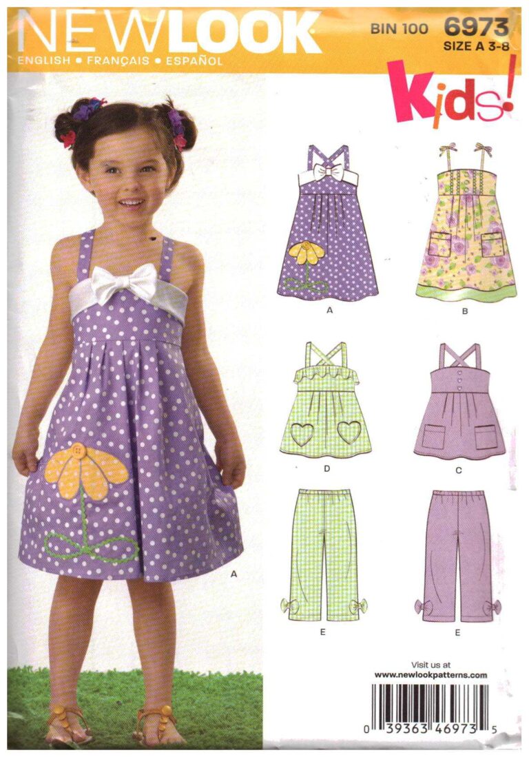 New Look 6973 Girl's Dress, Top, Pants Size: A 3-8 Uncut Sewing Pattern