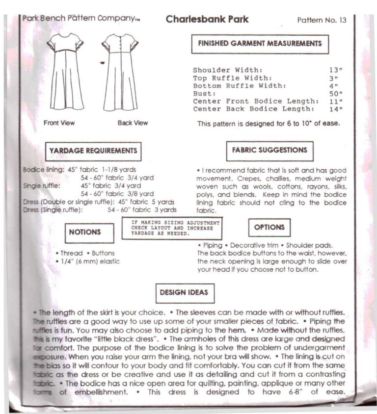 Park Bench Pattern 13 Charlesbak Park Size: All Uncut Sewing Pattern
