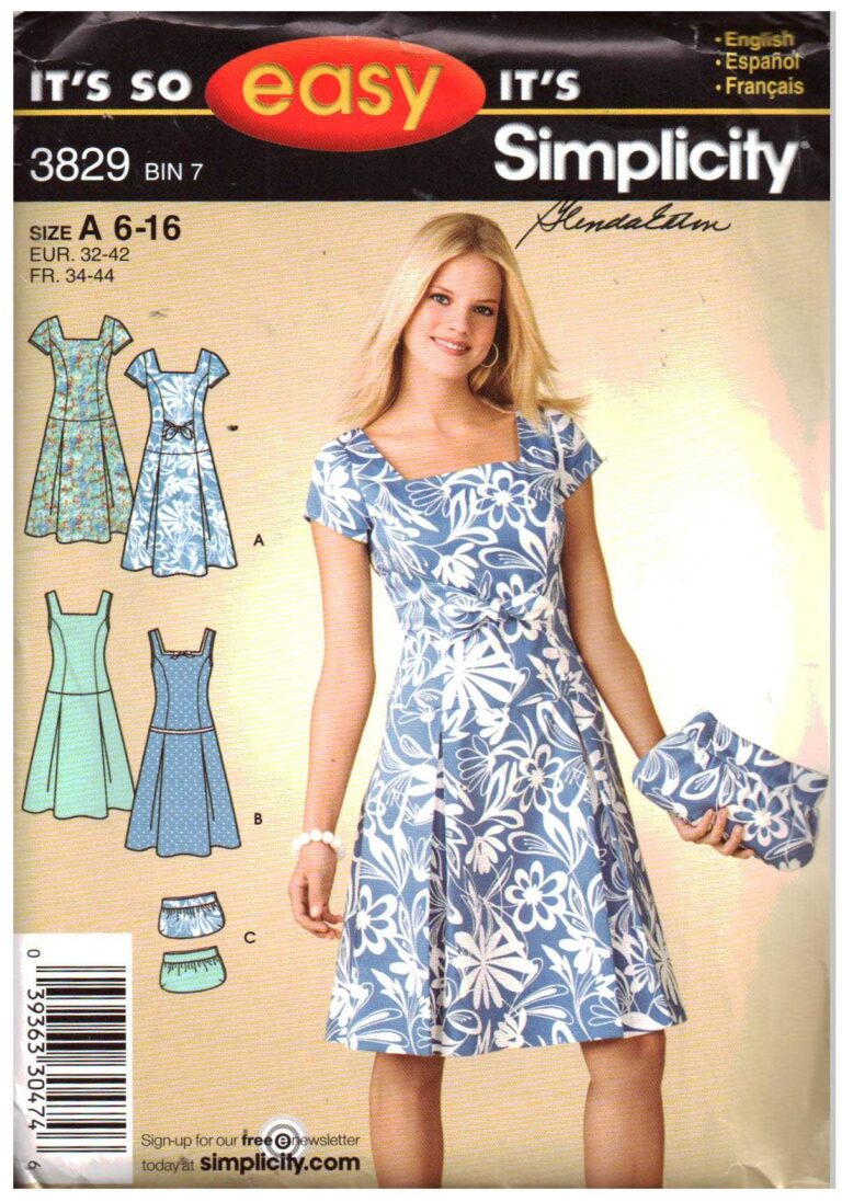 Simplicity 3829 Dress, Purse Size: A 6-16 Uncut Sewing Pattern