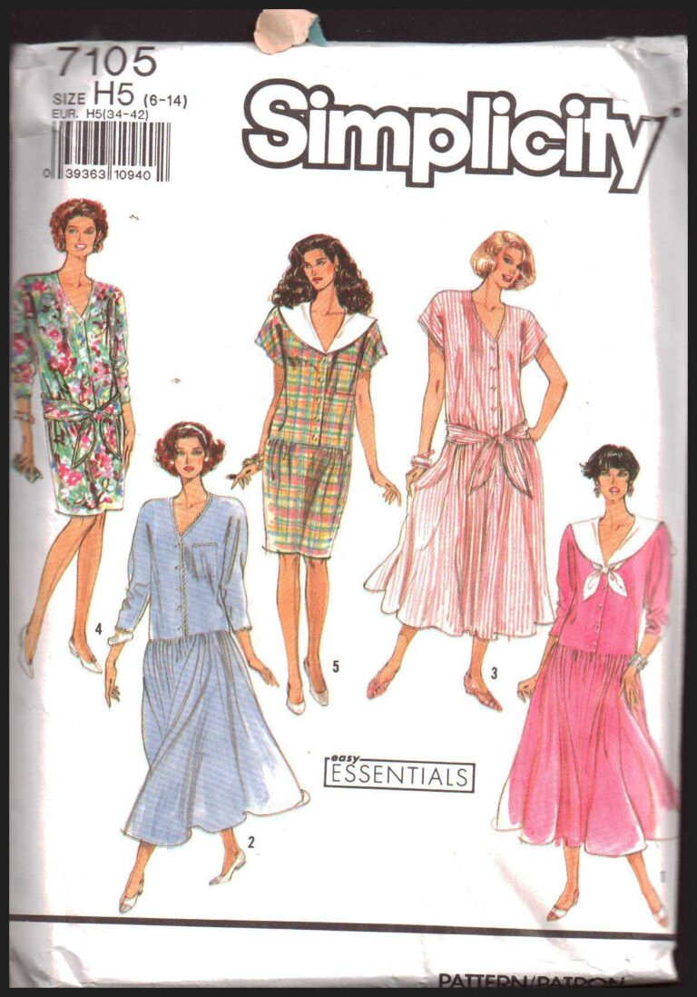 Simplicity 7105 Dress with slim or flared sksirt Size: H5 6-14 Uncut ...